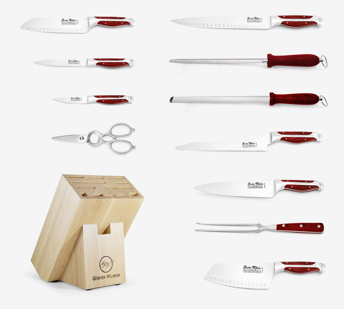 12 Piece knife set | Reddish ABS Executive | Günter Wilhelm Outlet ...